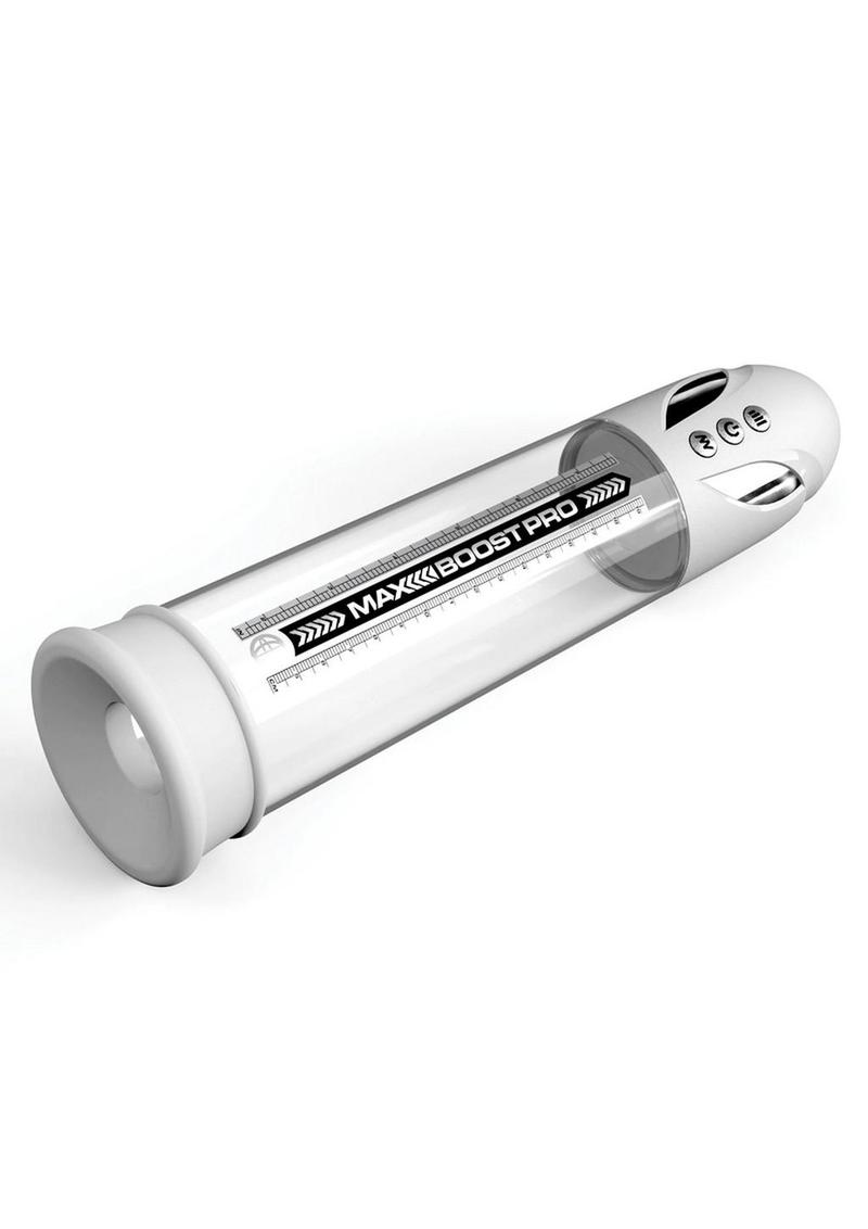 Pump Worx Max Boost Pro Flow Rechargeable Penis Pump - White - Love Bound